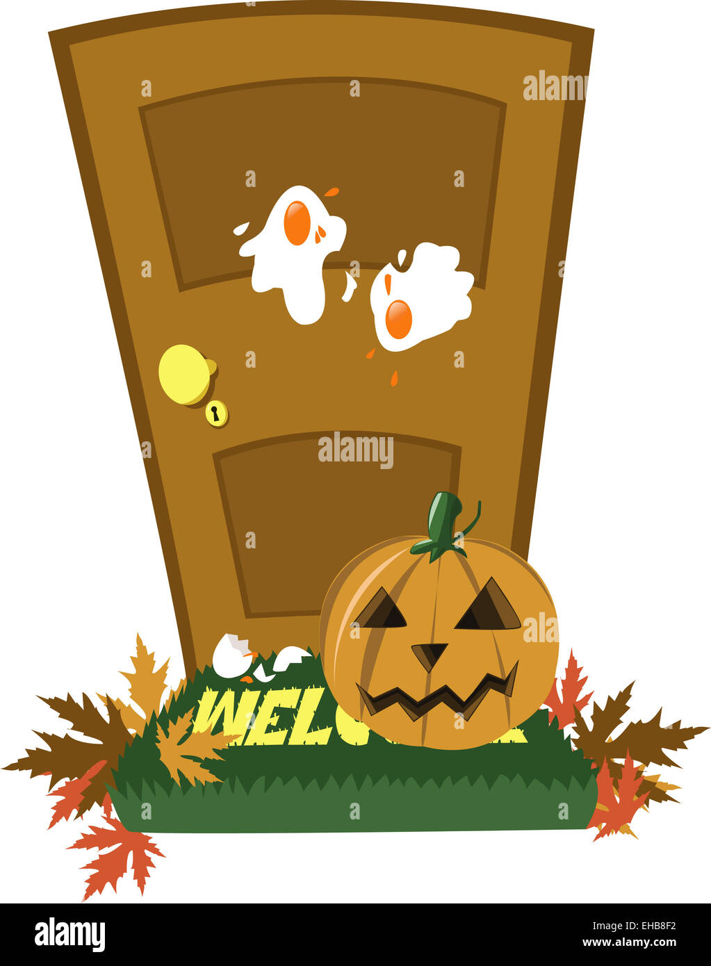 a vector cartoon representing a door in the day of Halloween...just ...