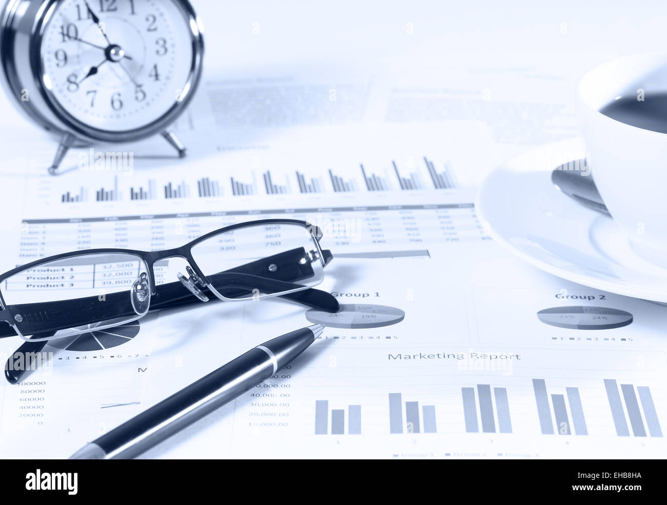 image of financial report and graphics for business Stock Photo - Alamy