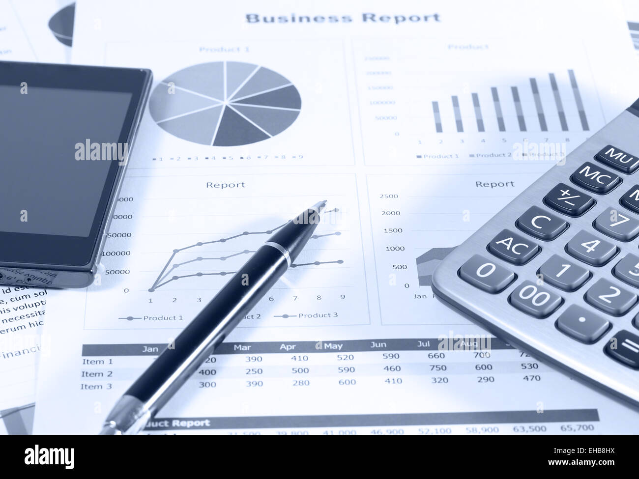 image of financial report and graphics for business Stock Photo - Alamy