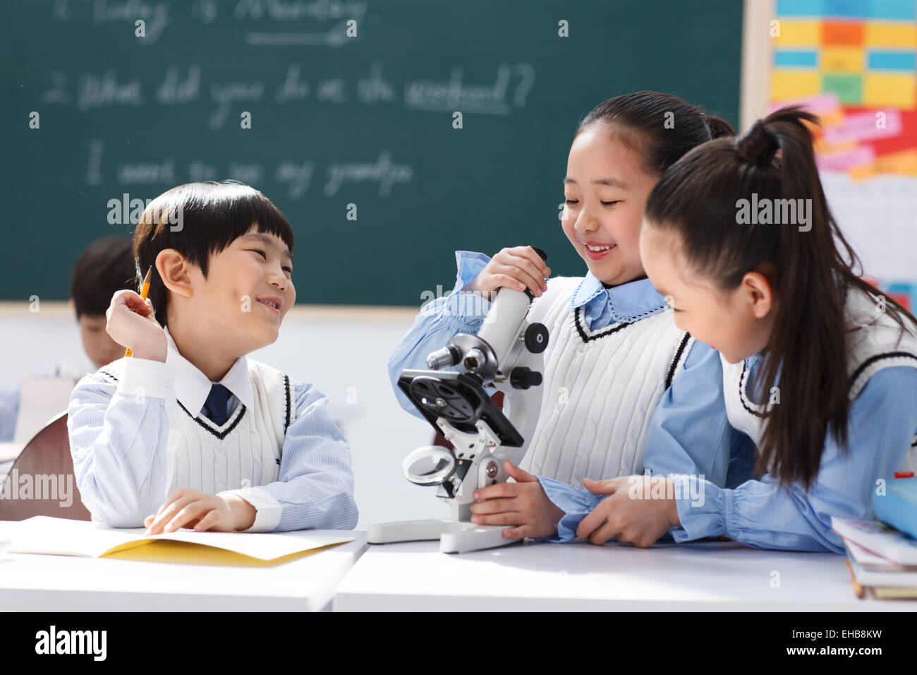 Elementary school students in class Stock Photo - Alamy