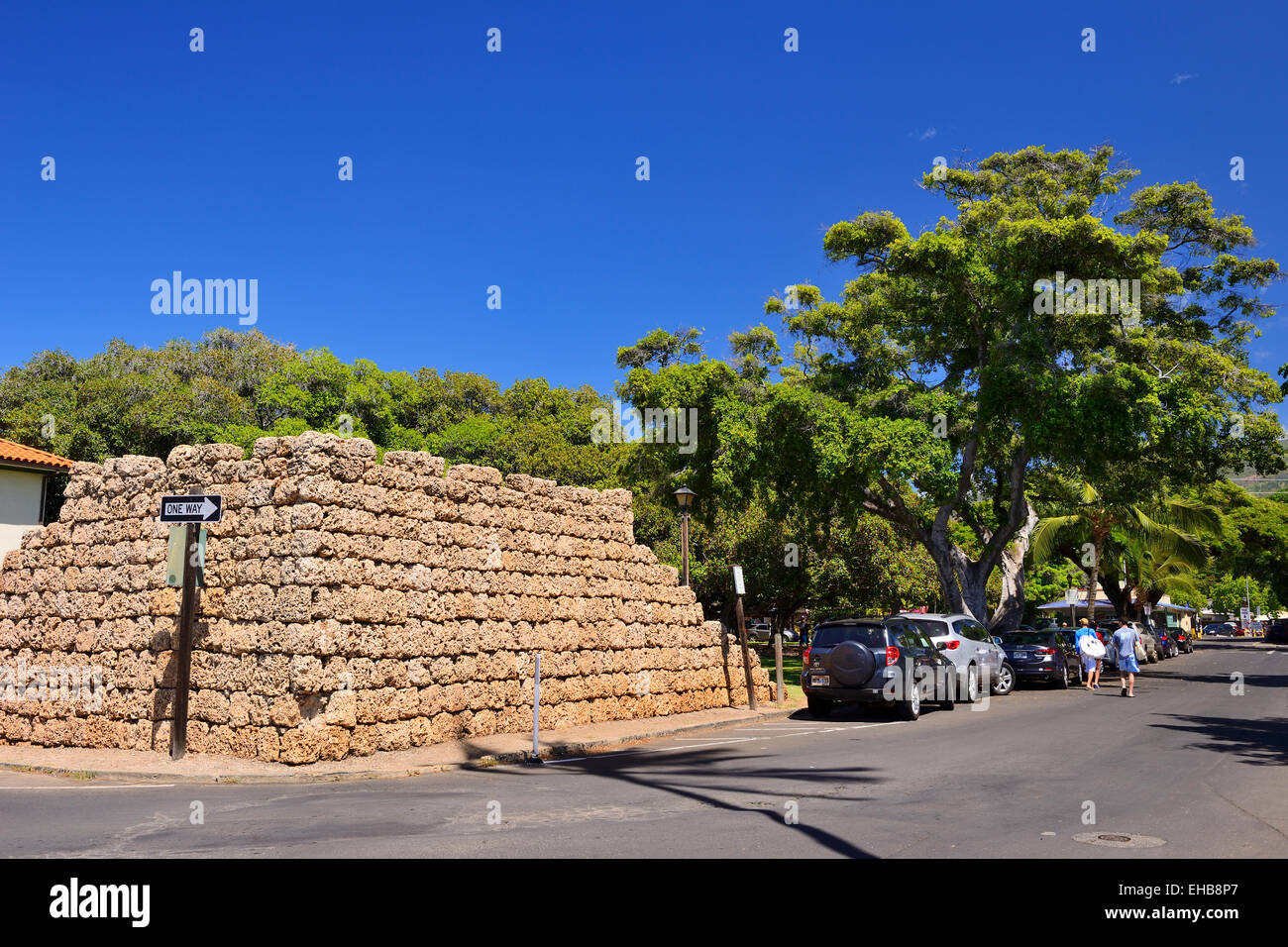 Ruins of old fort on Canal Street, Lahaina, Maui, Hawaii, USA Stock ...