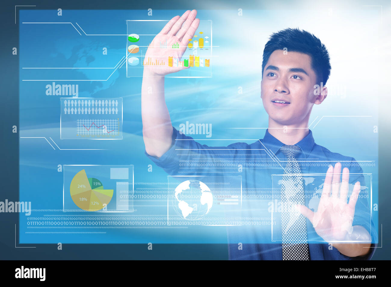 Composite image of serious asian businessman Stock Photo - Alamy