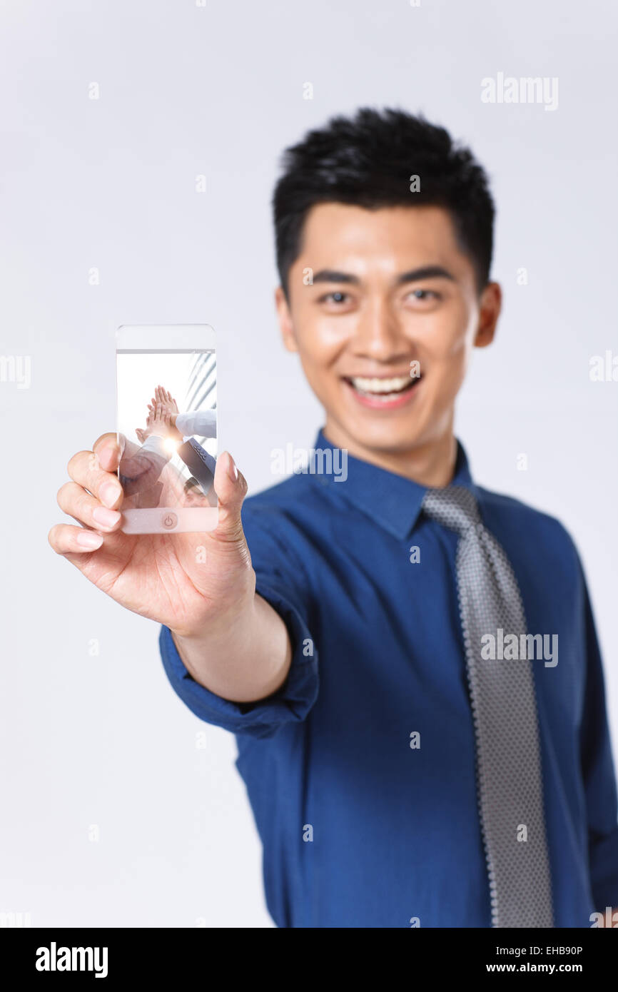 Vertical video businessman on phone hi-res stock photography and images ...