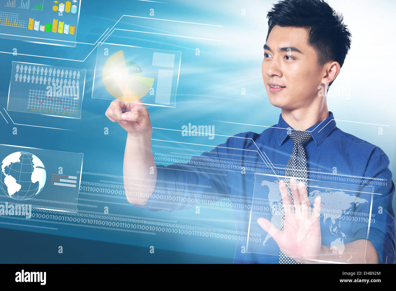 Eastern business man doing data analysis Stock Photo - Alamy