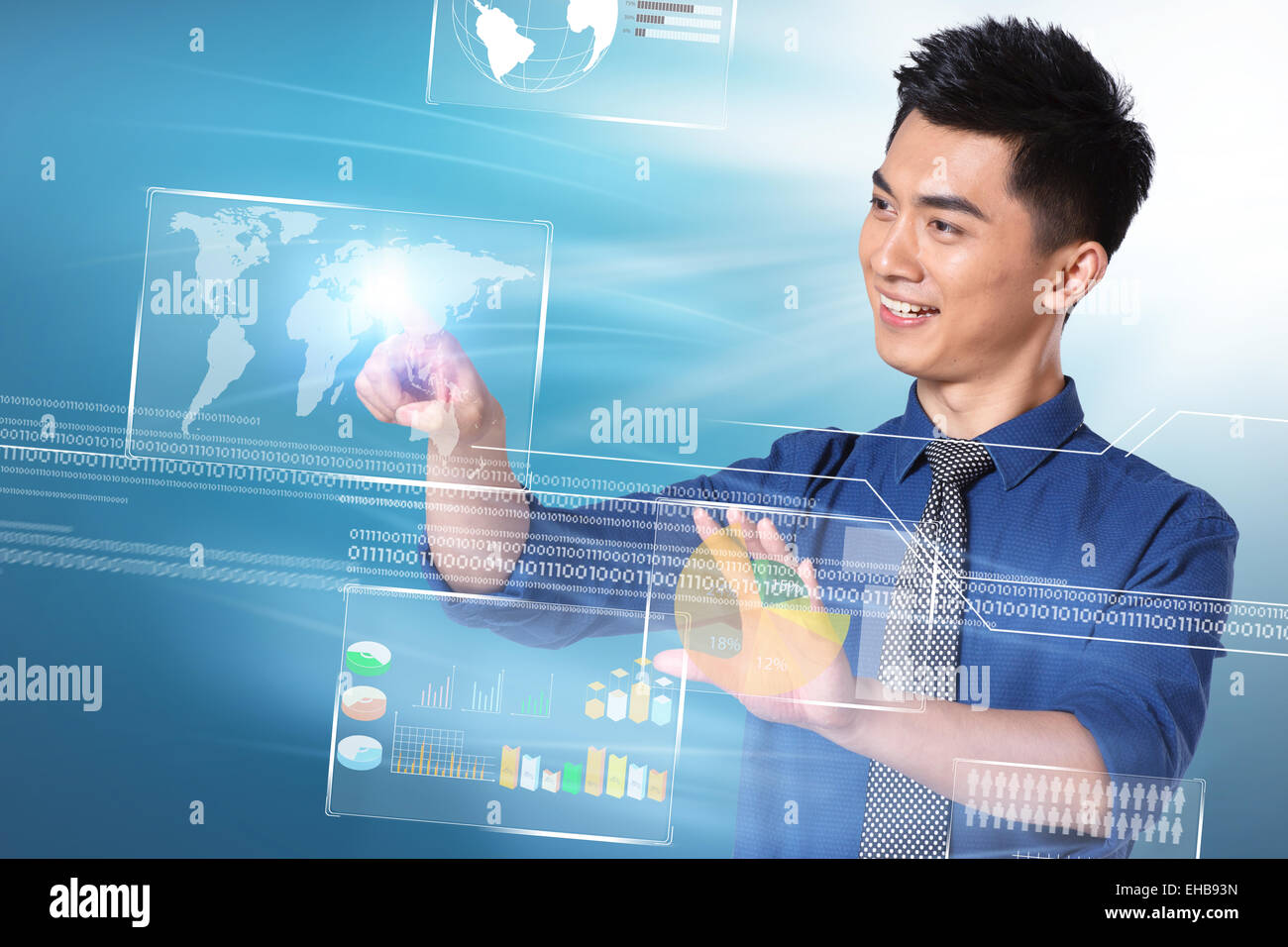 Eastern business man doing data analysis Stock Photo - Alamy