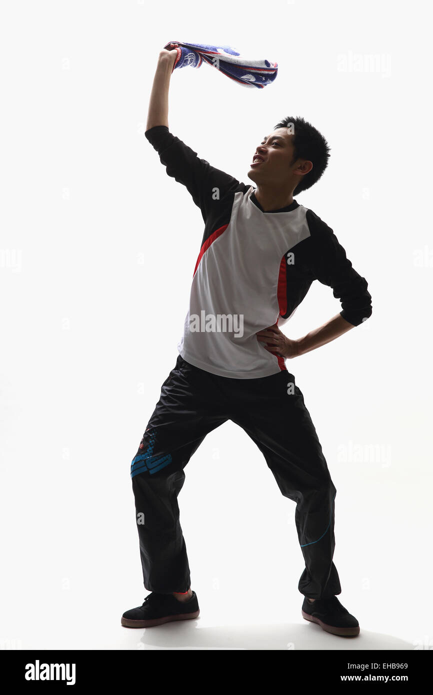 Japanese man cheering Stock Photo - Alamy