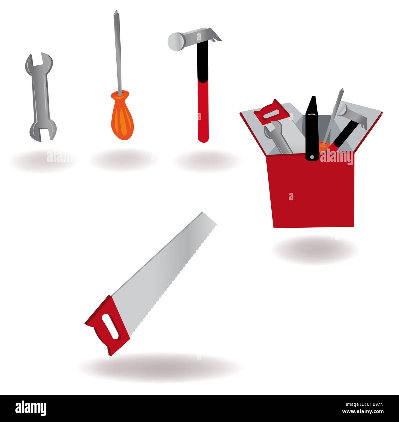 a vector cartoon representing some working tools isolated on white ...