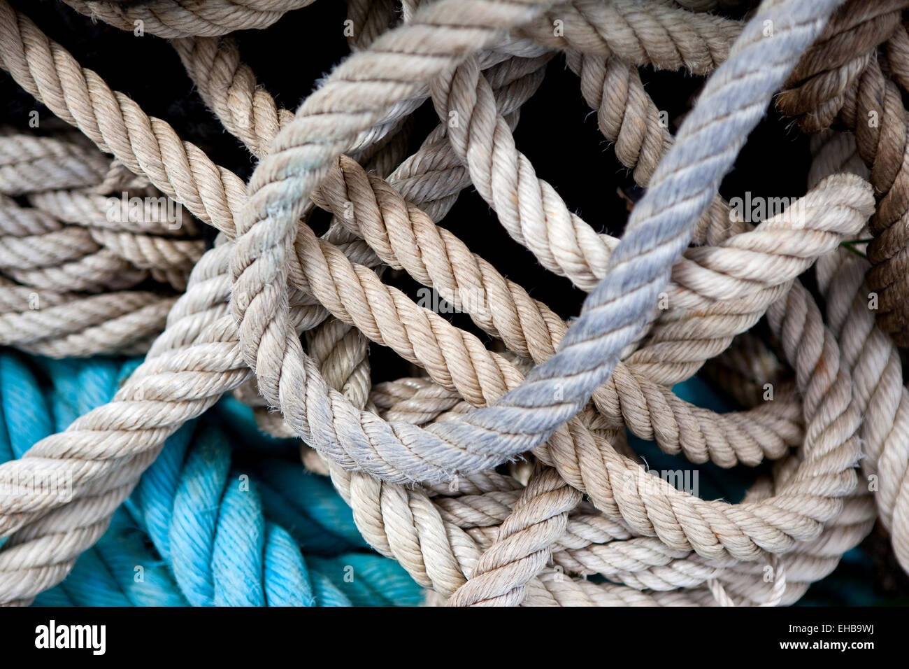 Background of strings and ropes on a boat Stock Photo - Alamy
