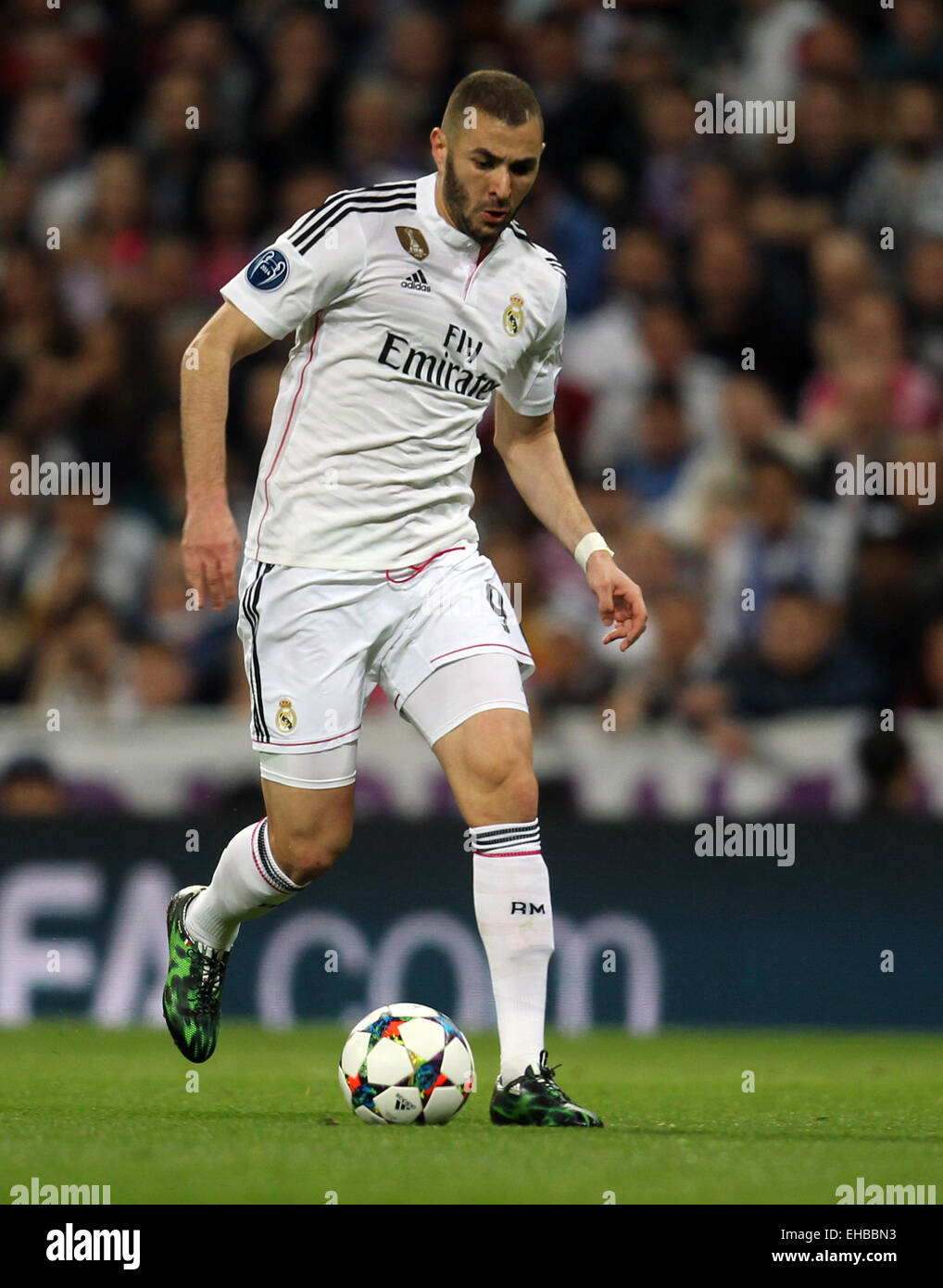 Madrid, Spain. 10th Mar, 2015. Real Madrid's Karim Benzema kicks a ball ...
