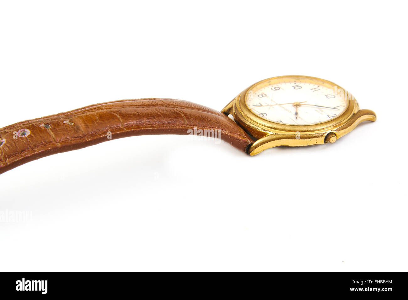 Men, used and broken hand watch on a white background Stock Photo - Alamy