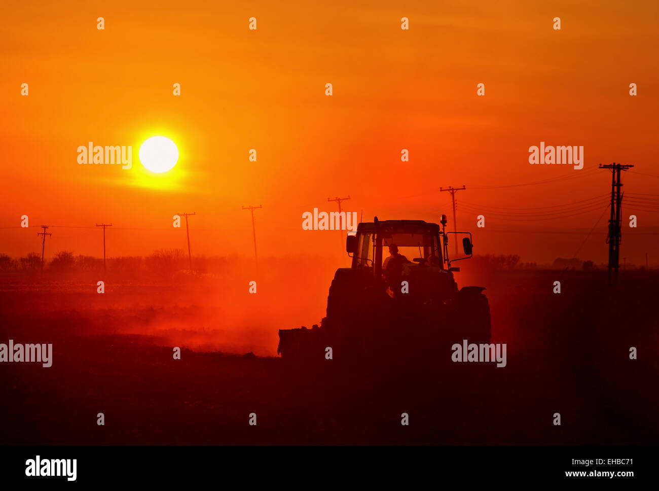 Tractor in the plains of Larissa, Thessaly, Greece Stock Photo - Alamy