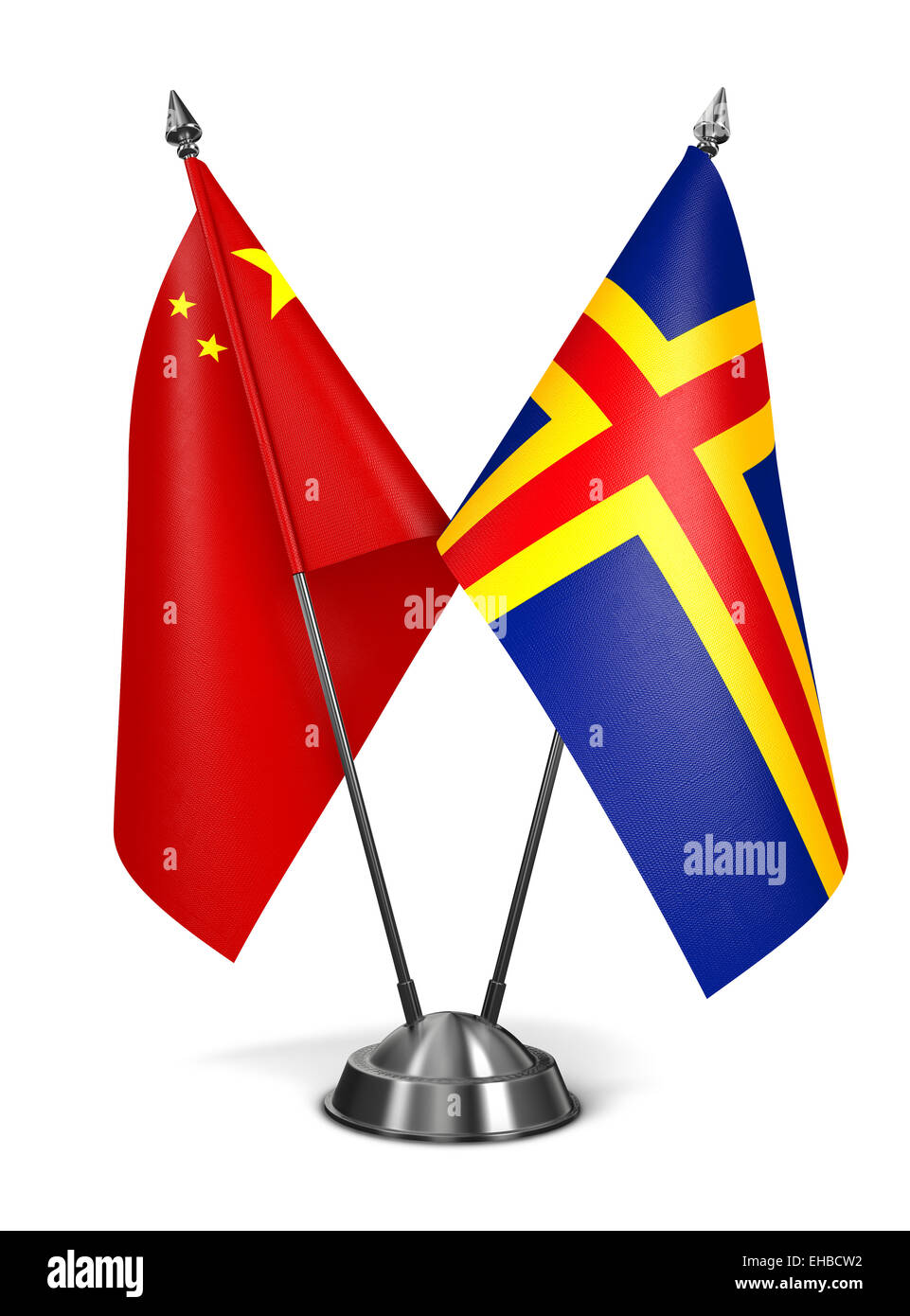 China and Aland - Miniature Flags Isolated on White Background Stock ...