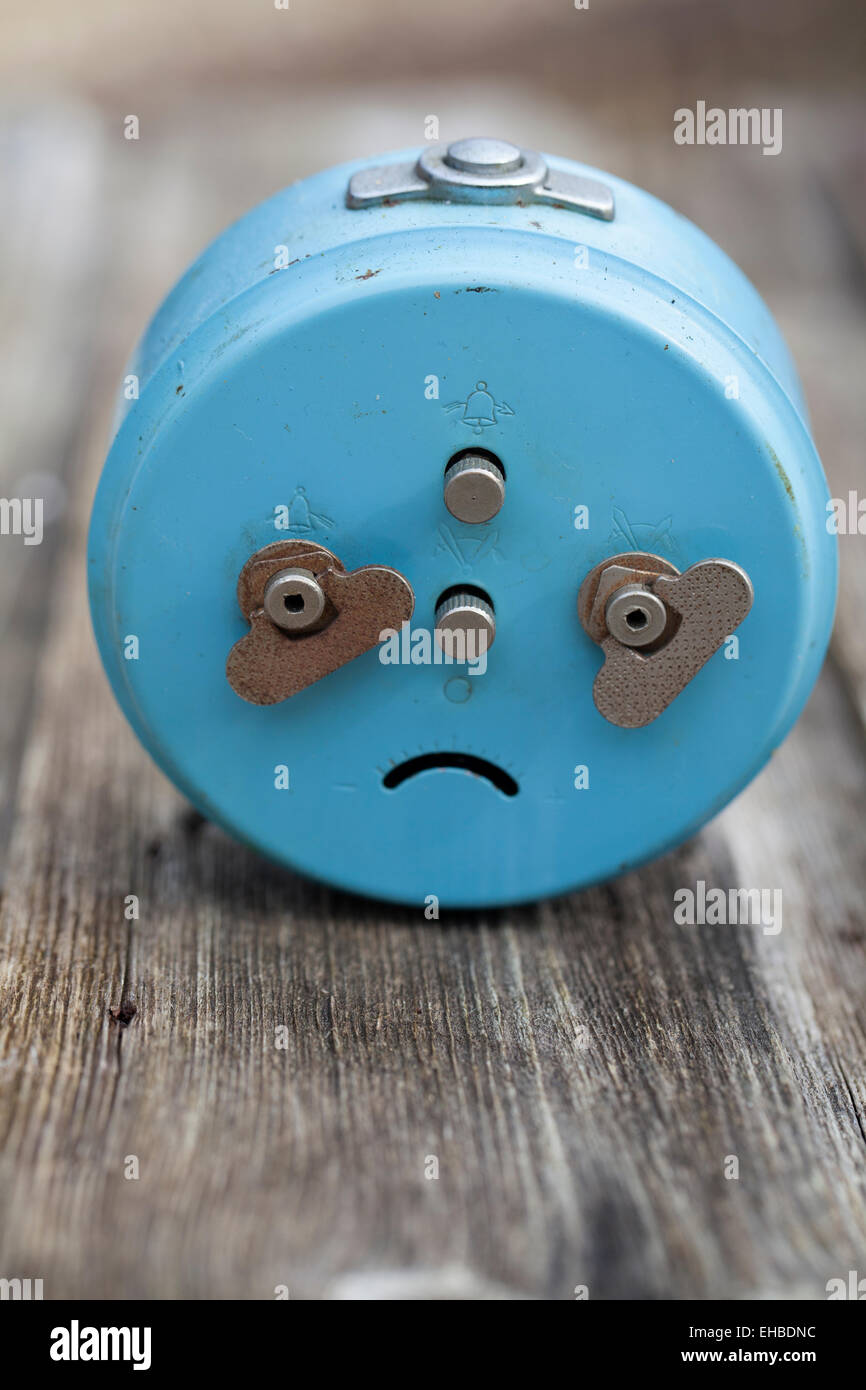 Rear View of a Vintage Alarm Clock Stock Photo - Alamy