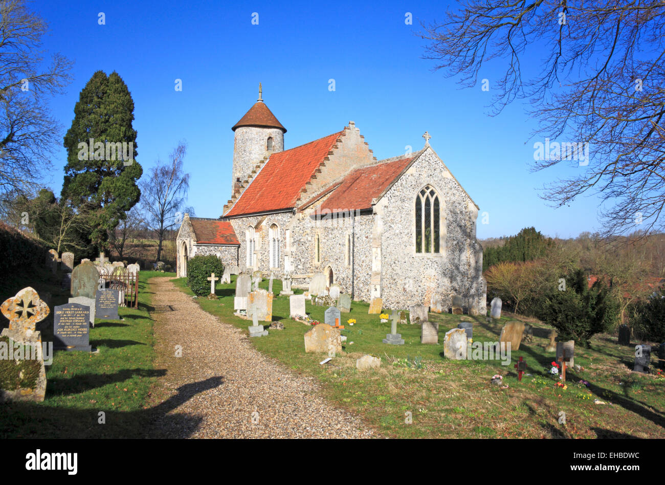 A view of the parish church of St Mary and St Walstan at Bawburgh ...