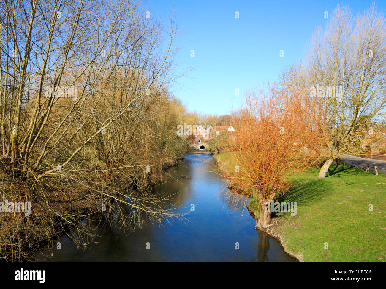 A view of the upper reaches of the River Yare at Bawburgh, Norfolk ...