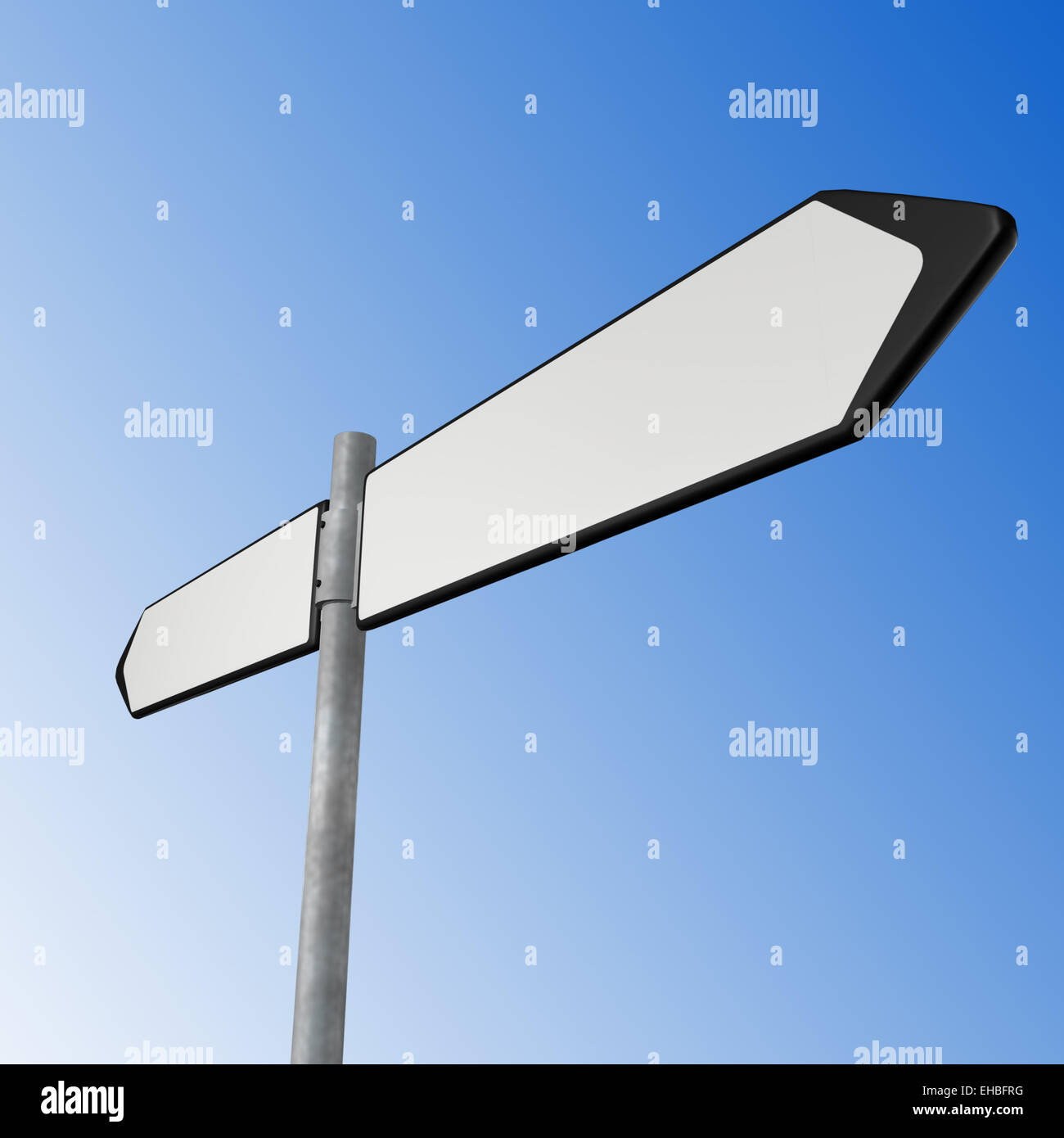 white directional sign on blue sky Stock Photo - Alamy