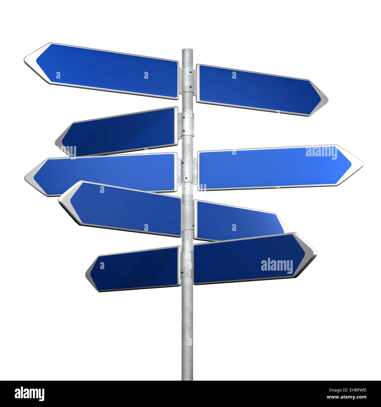 BLue directionl signs on a white background Stock Photo - Alamy