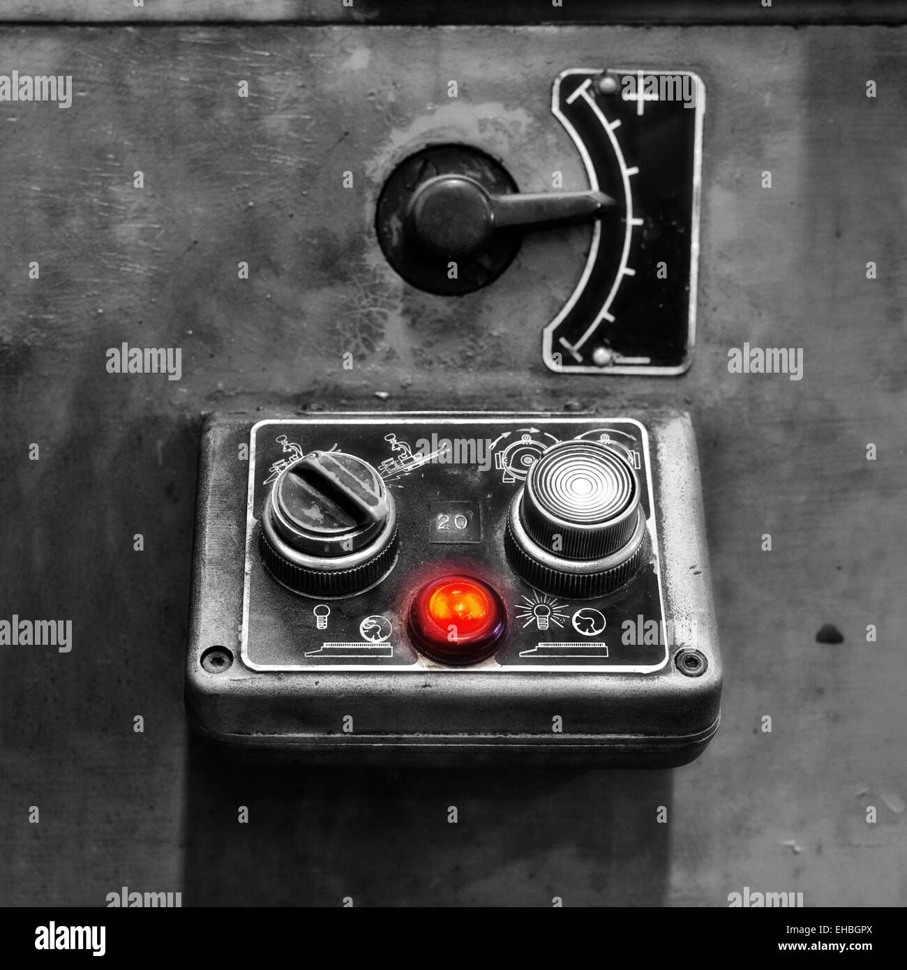 close up of an old typographic machine's control panel Stock Photo - Alamy