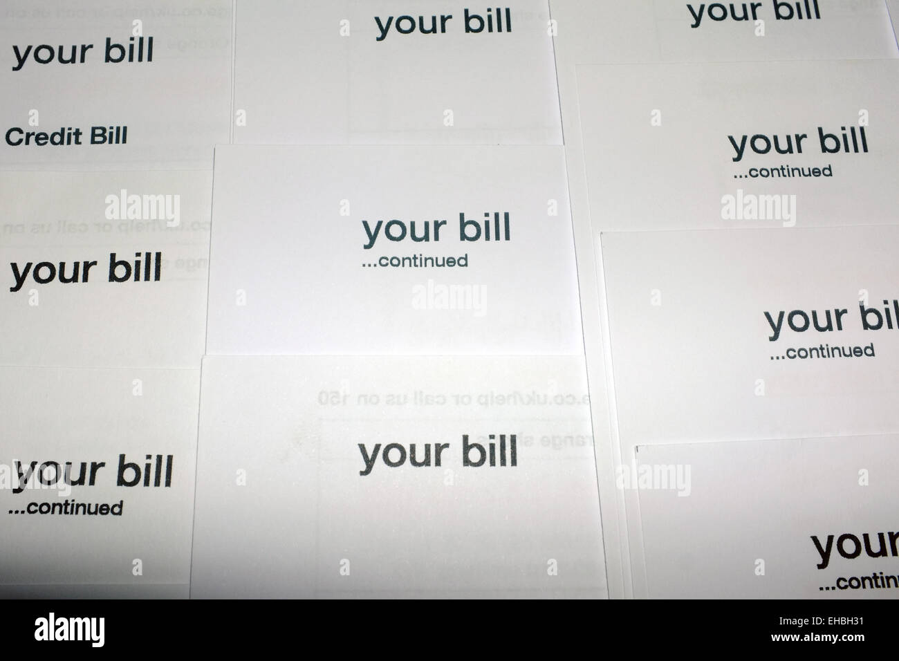 A collection of bills sent via post Stock Photo - Alamy
