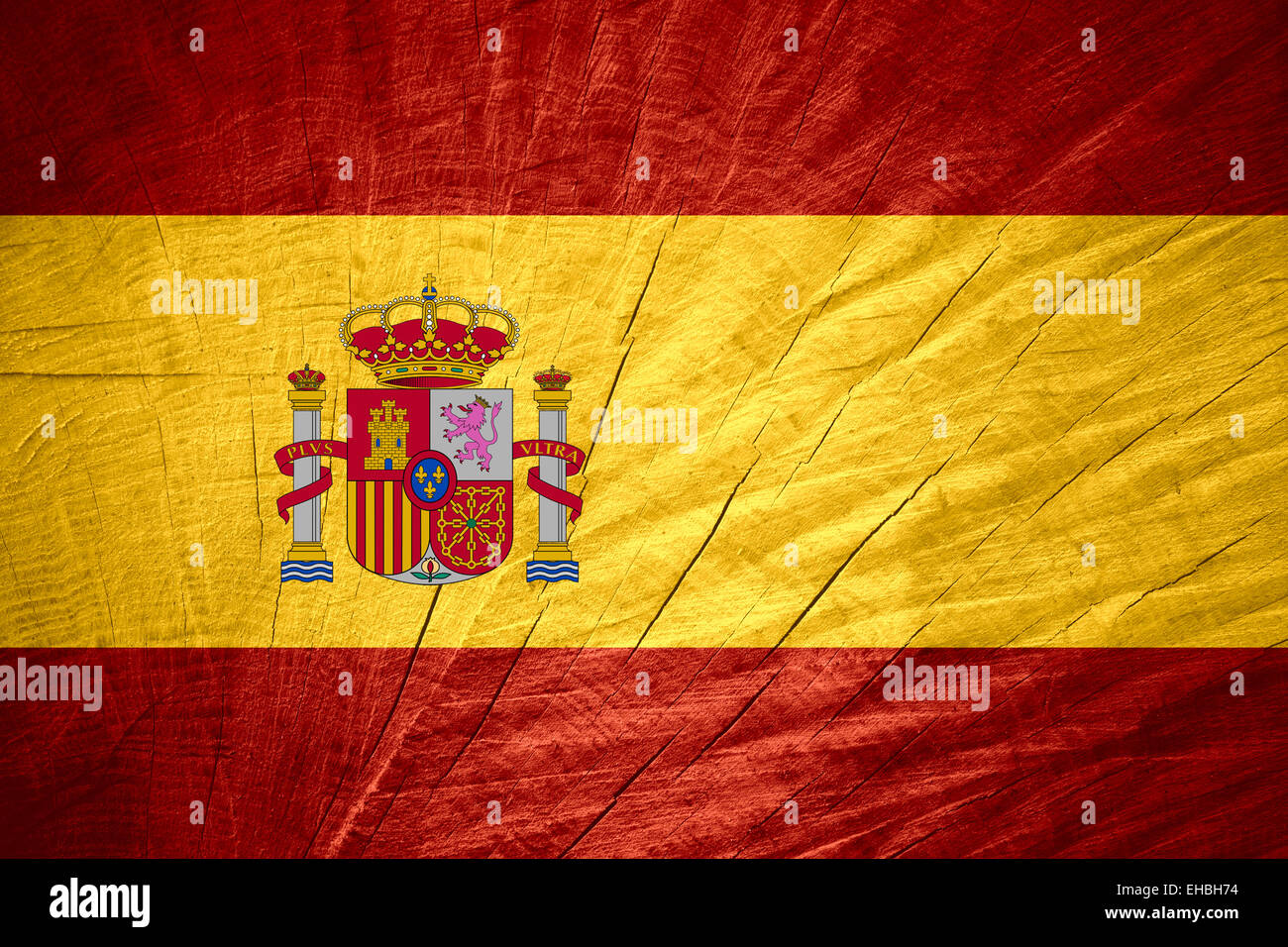 Spain flag or Spanish banner on wooden texture Stock Photo - Alamy