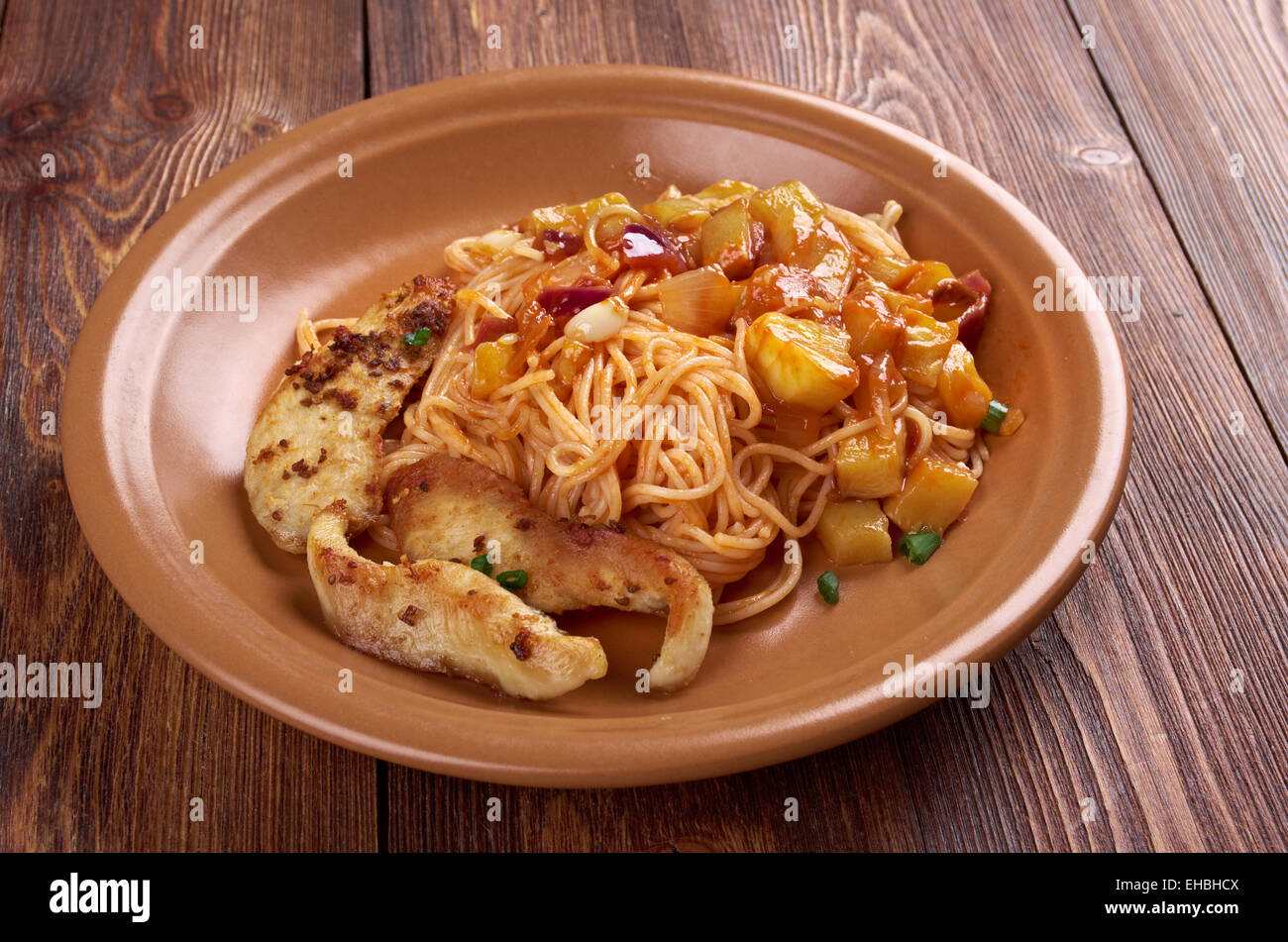 homemade spaghetti, chicken fillet zucchini Stock Photo - Alamy