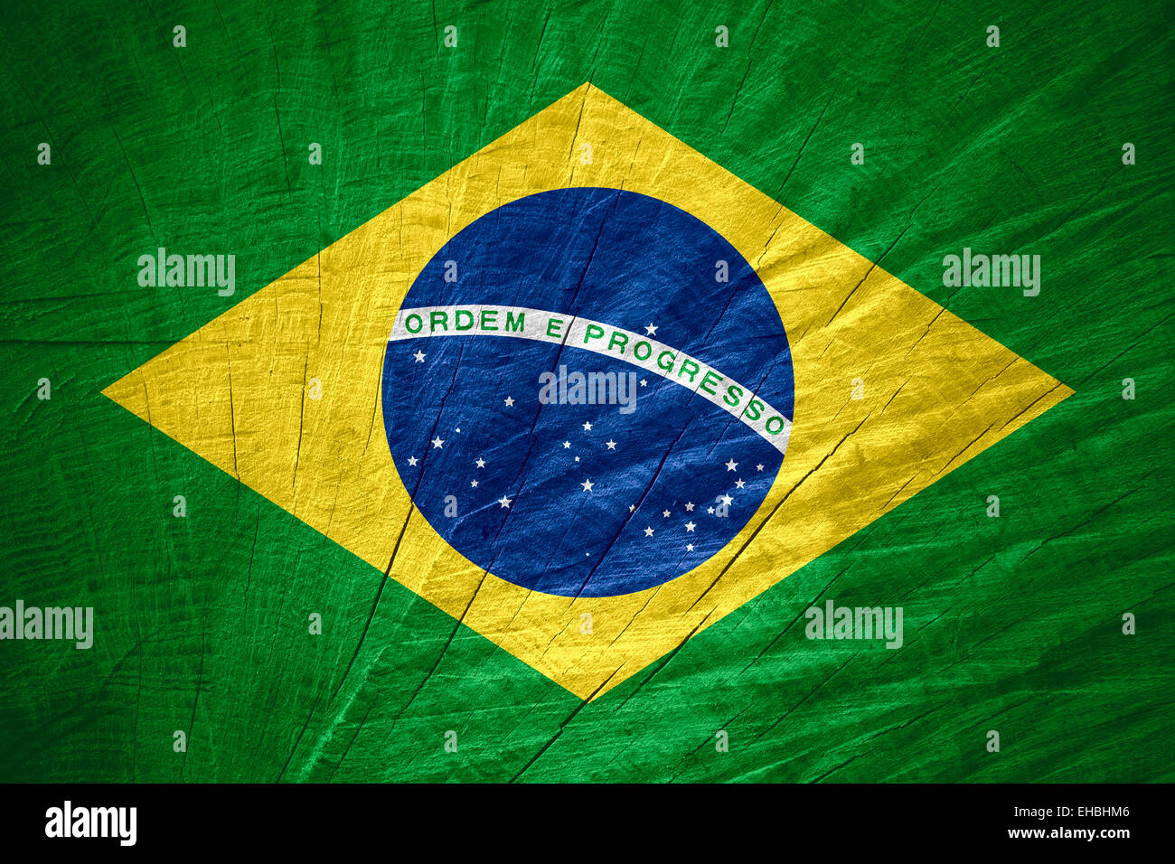 Brazil flag or Brazilian banner on wooden texture Stock Photo - Alamy