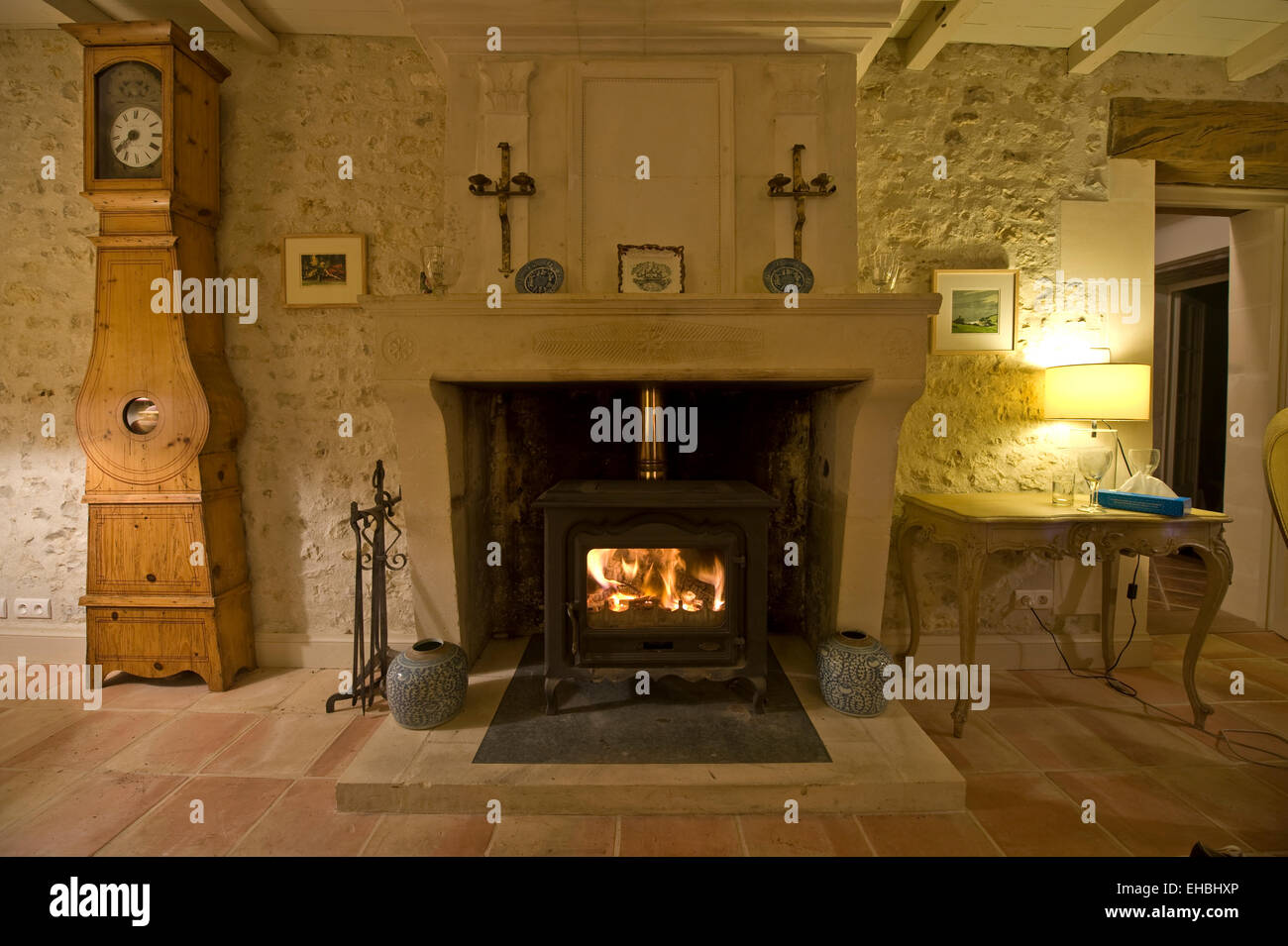 Interior photograph of a country house with open fires, country kitchen ...