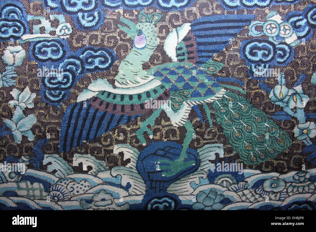 Chinese Peacock Fabric Design Stock Photo - Alamy