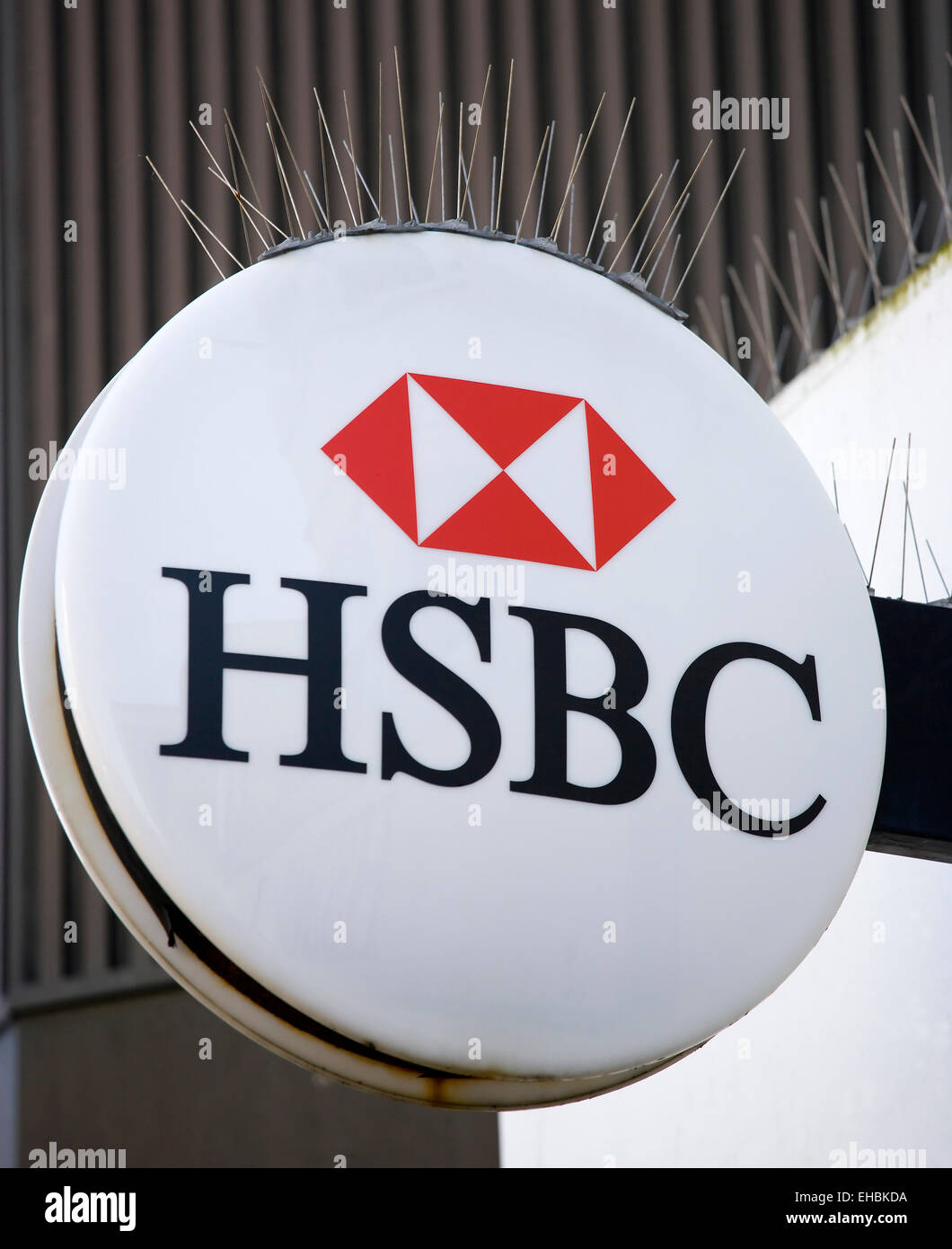 Business, Finance, Banking, HSBC Bank sign and logo on a high street ...
