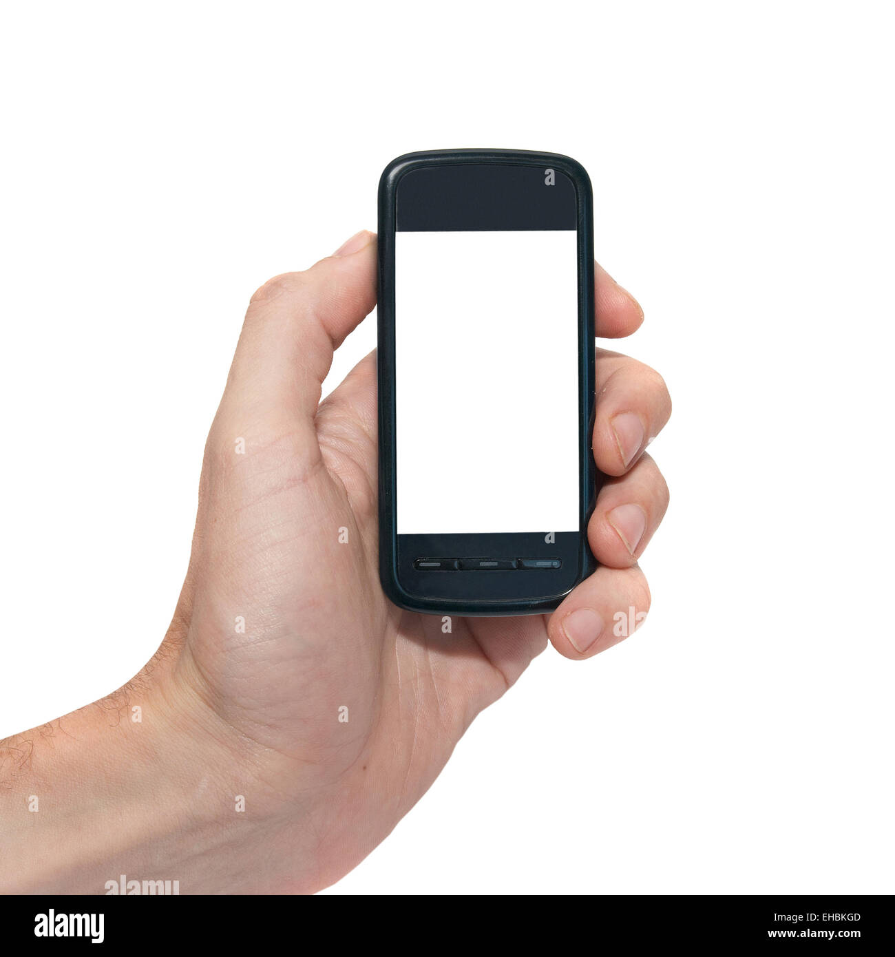 Mobile phone with empty screen isolated on white Stock Photo - Alamy