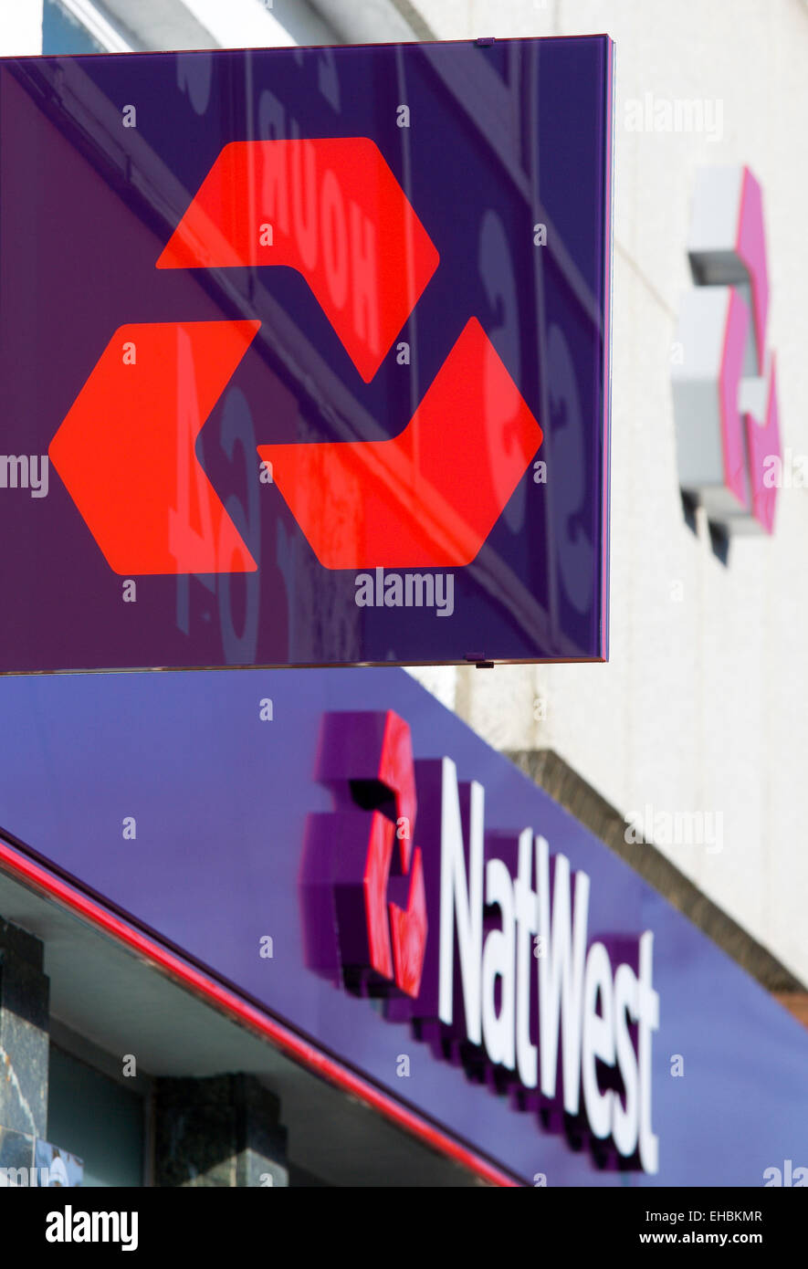 Business, Finance, Banking, Natwest Bank signs and logo on a high ...