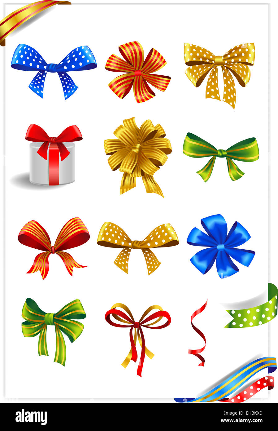 Set of gift bows with ribbons Stock Photo - Alamy