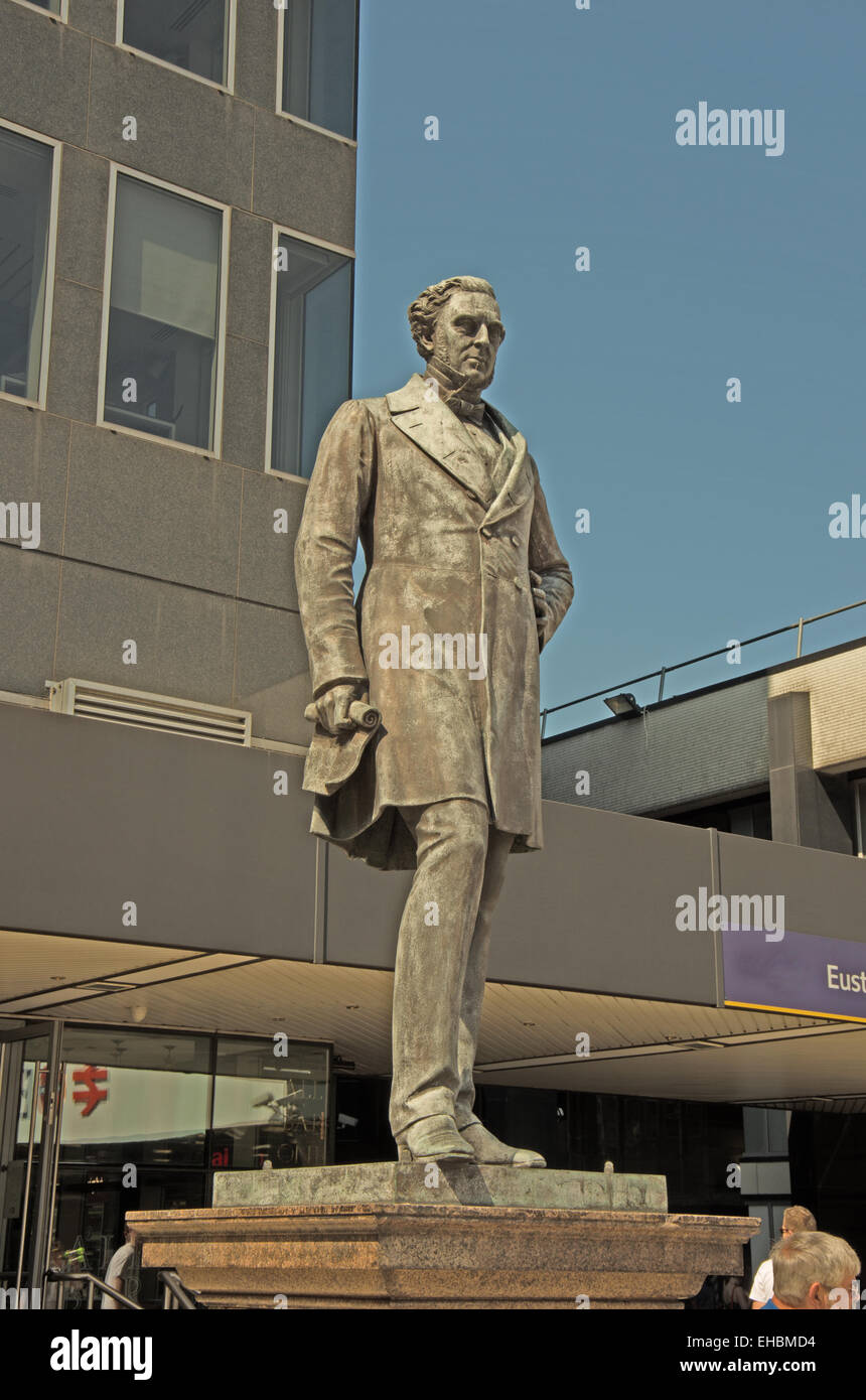 London Robert Stephenson Statue by Euston Station England Stock Photo ...