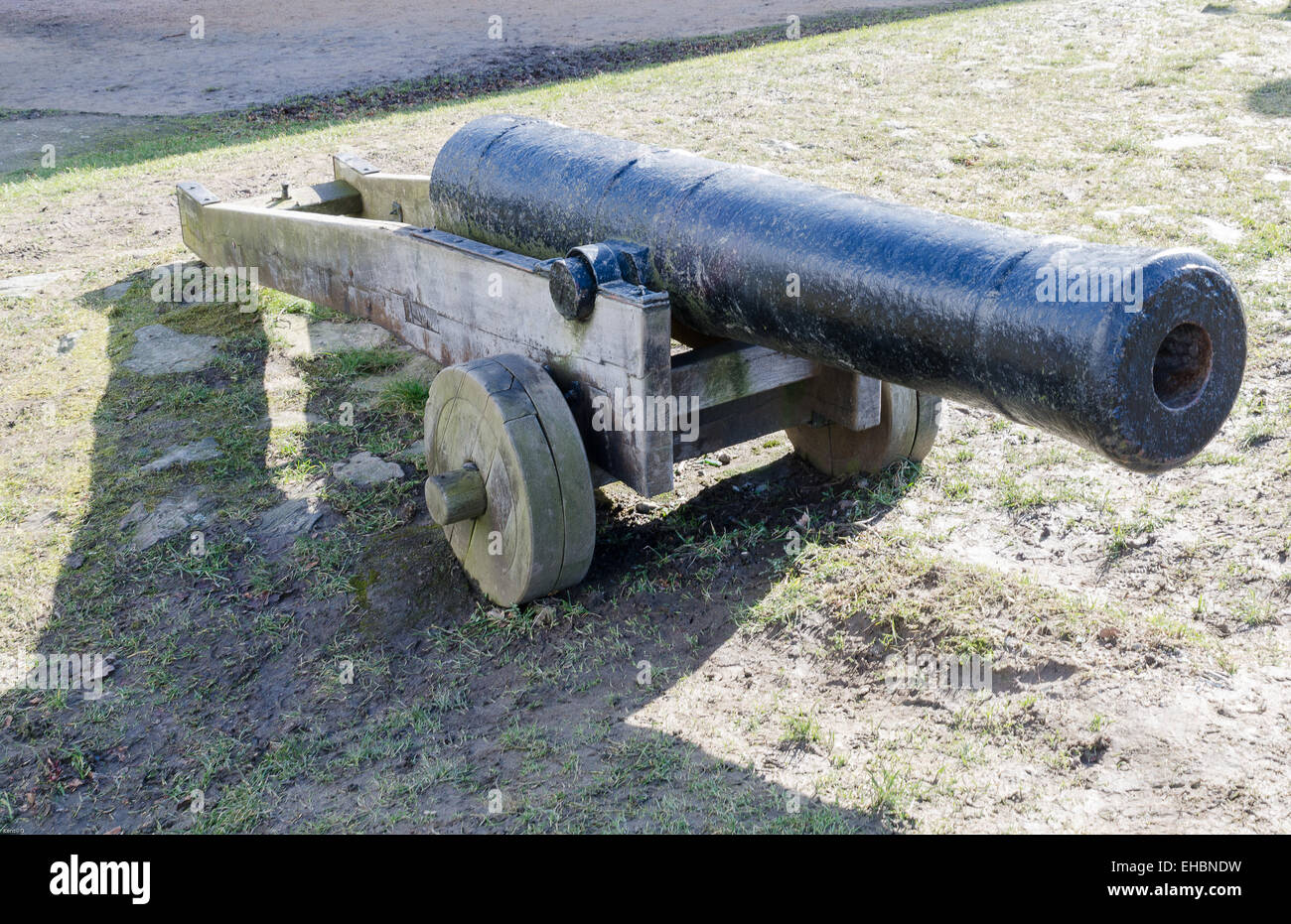 one old cannon of metall and wood build to defence gothenburg Stock ...