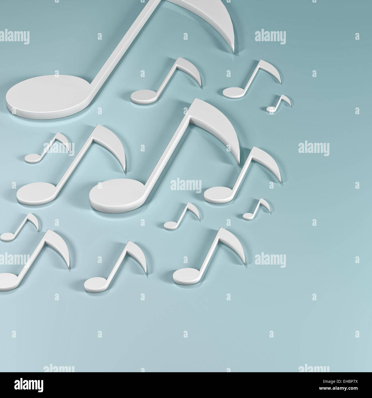 3d illustration of musical notes on blue background Stock Photo - Alamy