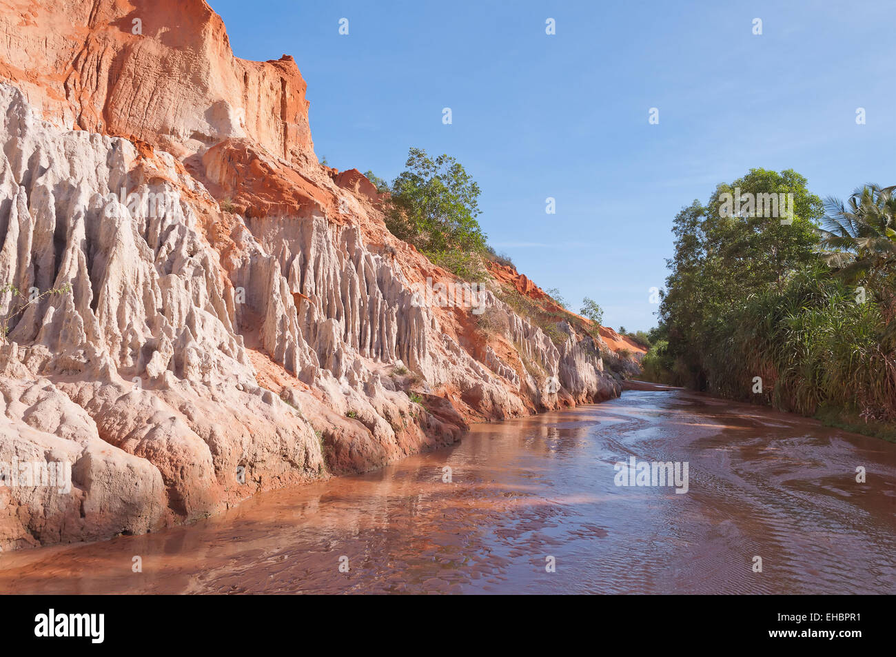 Fairy Stream Canyon. Red river between rocks and jungle. Mui Ne ...