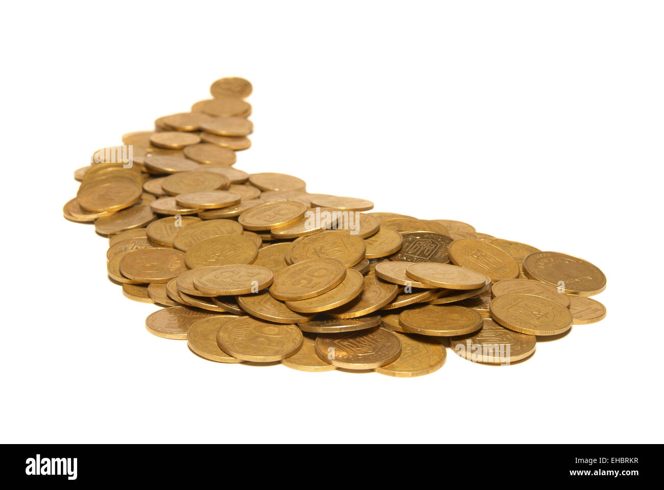 Road of golden coins isolated on white Stock Photo - Alamy