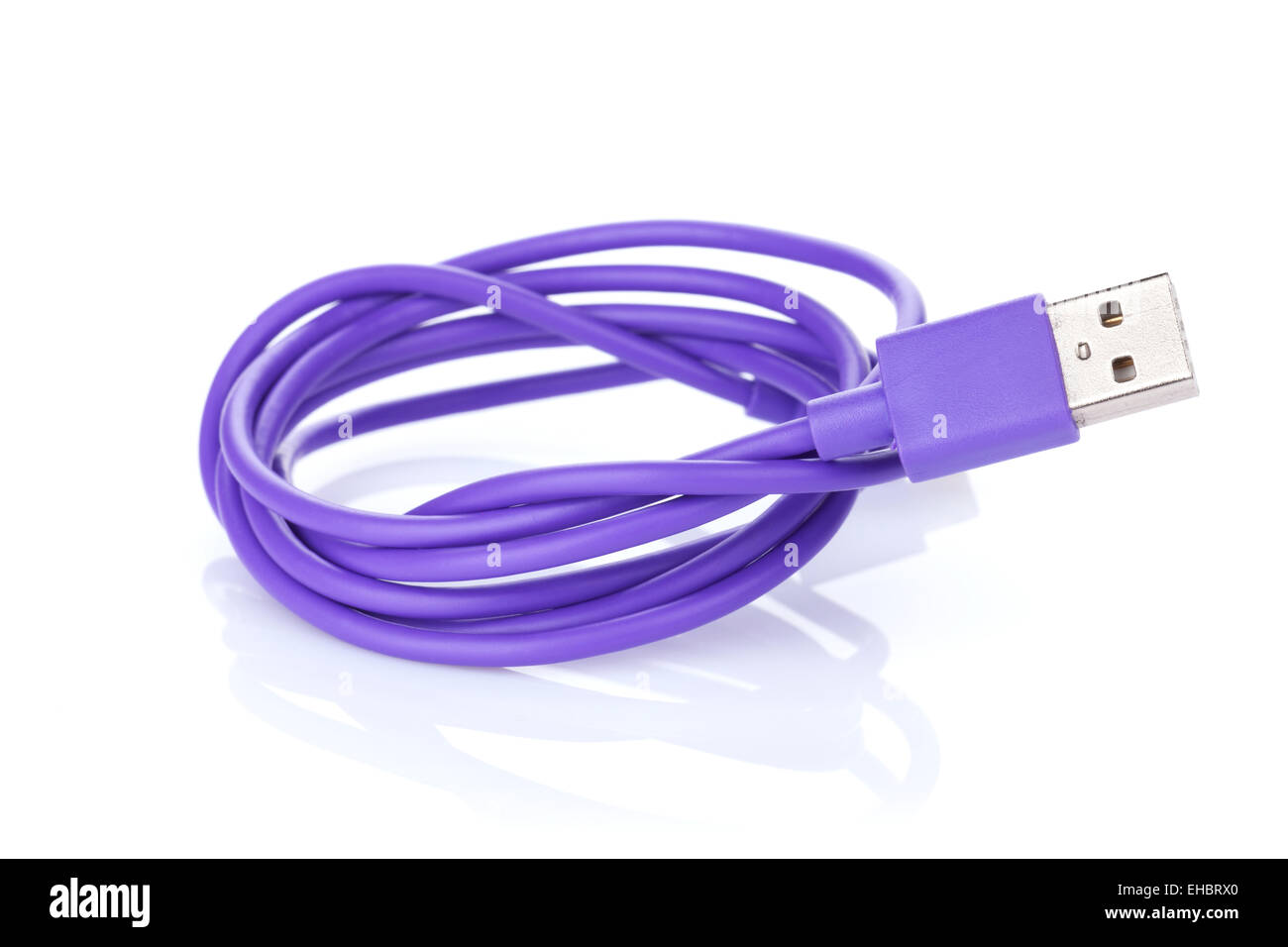 Purple computer cable. Isolated on white background Stock Photo - Alamy