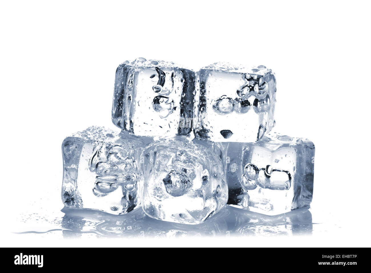 Melting ice cubes with air bubbles inside on white background Stock ...