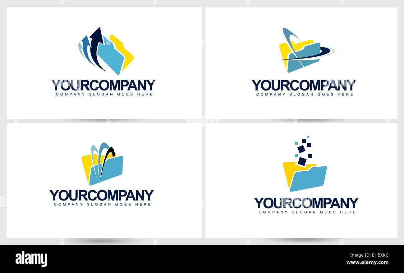 Documents logo with arrows and swashes. Creative logo with digital ...