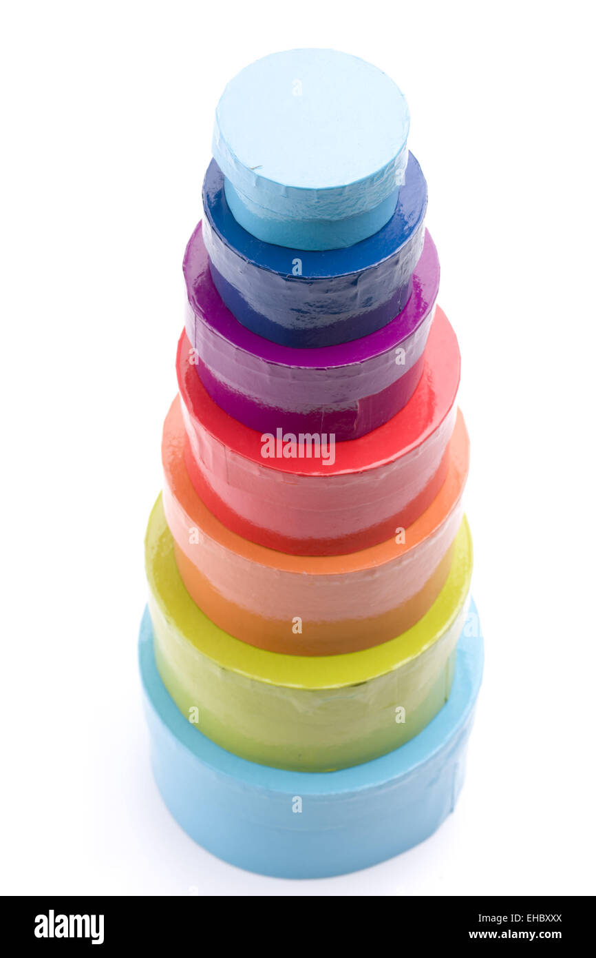 colored round boxes on white background Stock Photo - Alamy