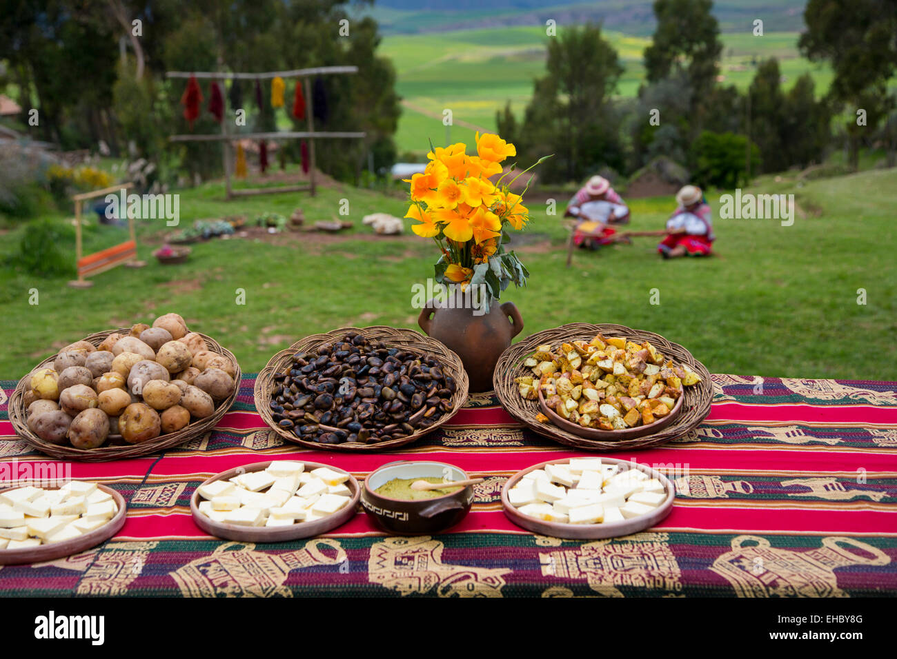 Quechua,food, Misminay village, Sacred Valley, Cusco Region, Urubamba ...