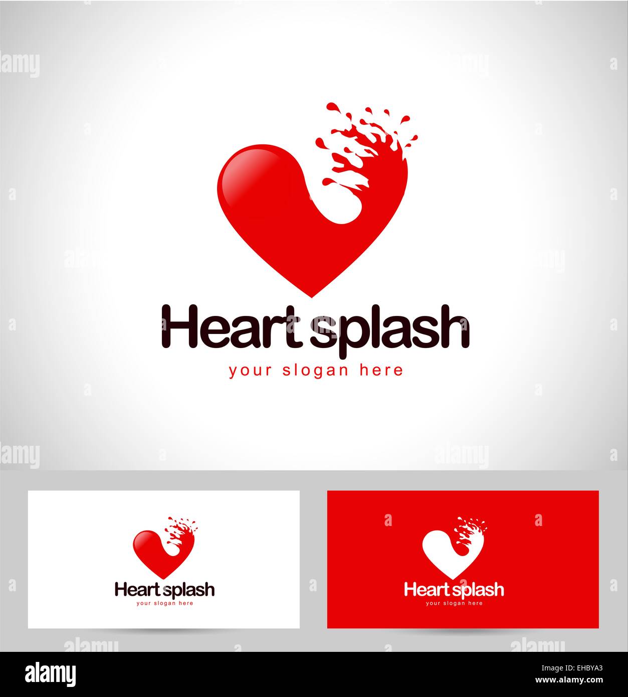 Red Heart Logo. Creative concept of a heart splash with business card ...