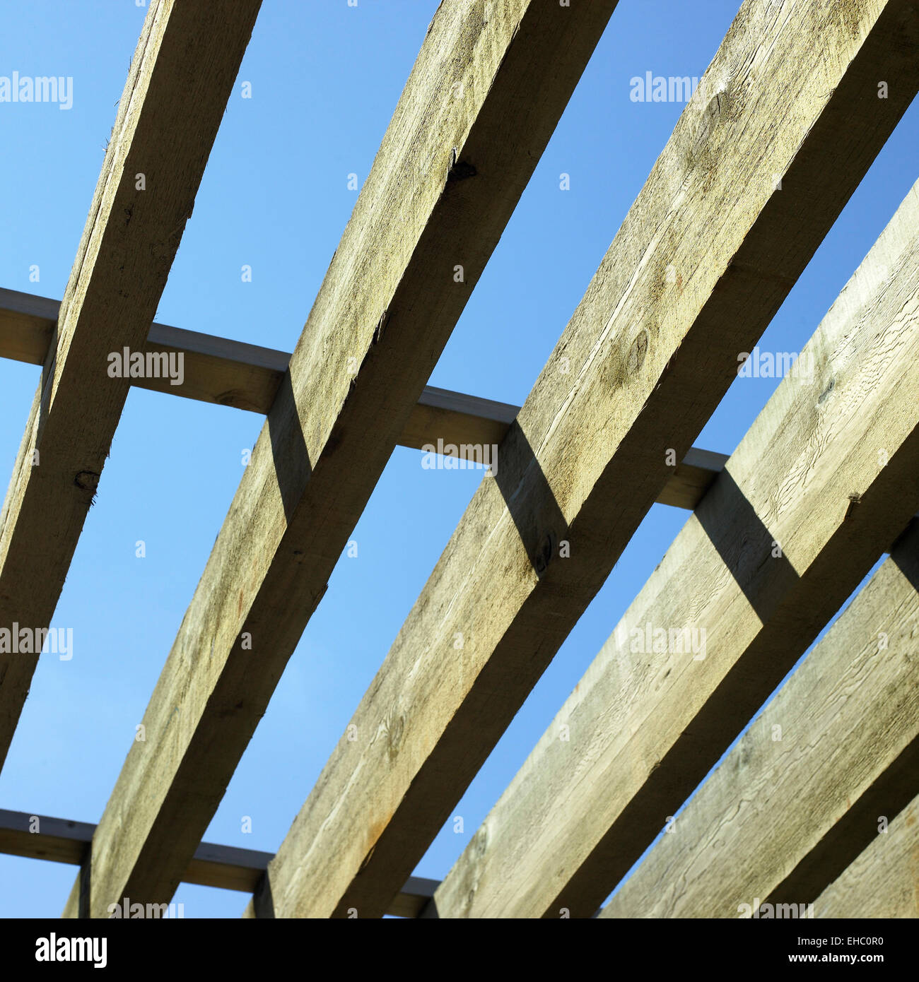 large wooden beams and blue sky Stock Photo - Alamy