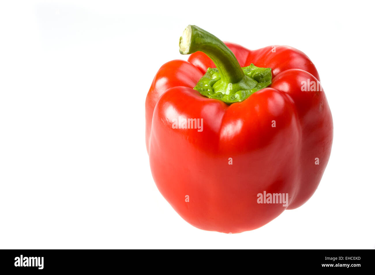 single red bell pepper isolated on white Stock Photo - Alamy