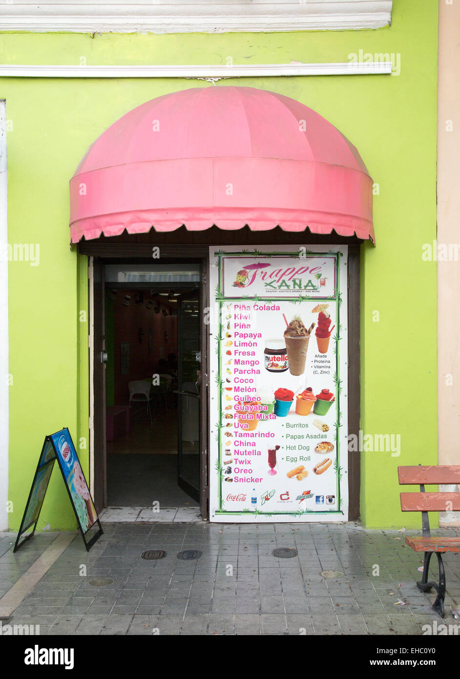 Brightly painted refreshment shop in Ponce Puerto Rico Stock Photo - Alamy