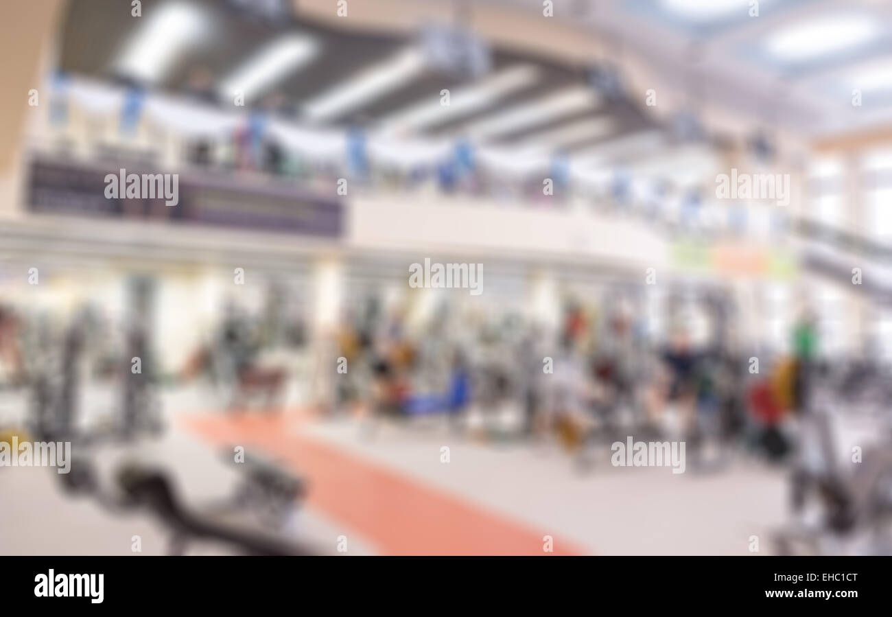 Fitness gym centre abstract blur background with bokeh Stock Photo - Alamy