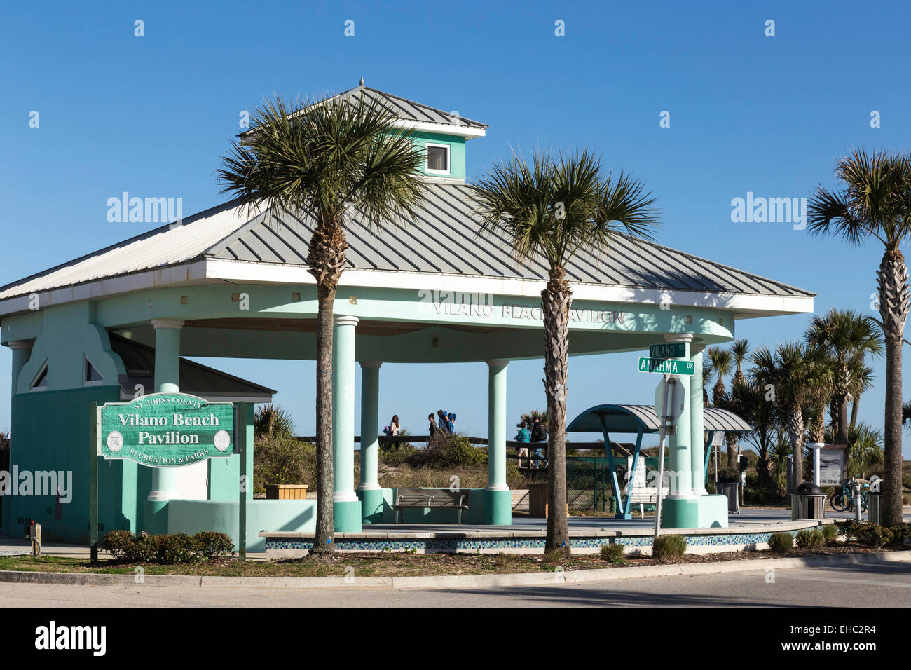 Beach Pavilion and Shower Station, Vilano Beach, Florida Stock Photo ...
