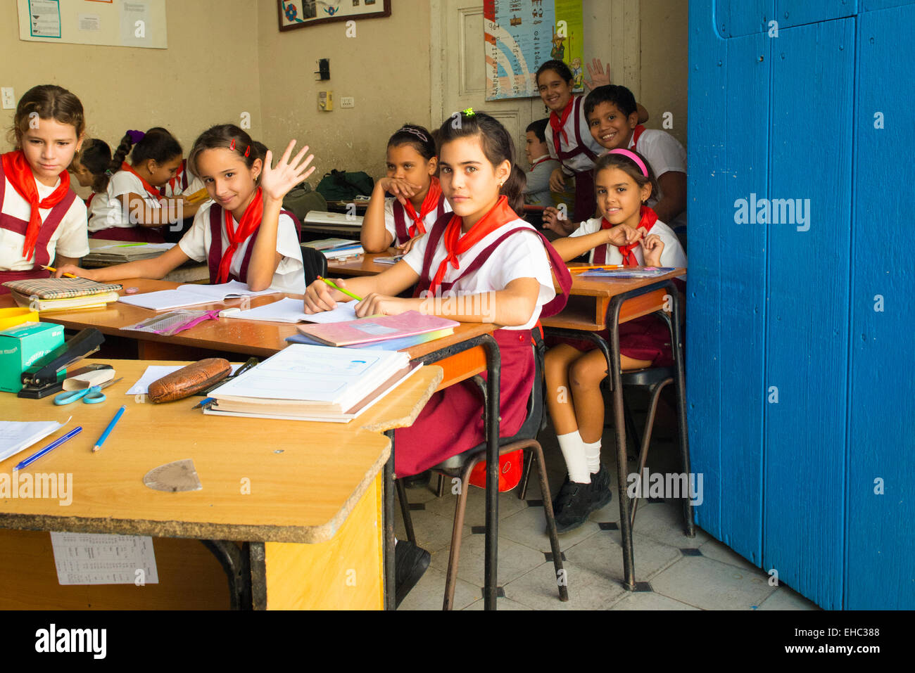 Cuba Sancti Spiritus school classroom kids boys girls children in red ...
