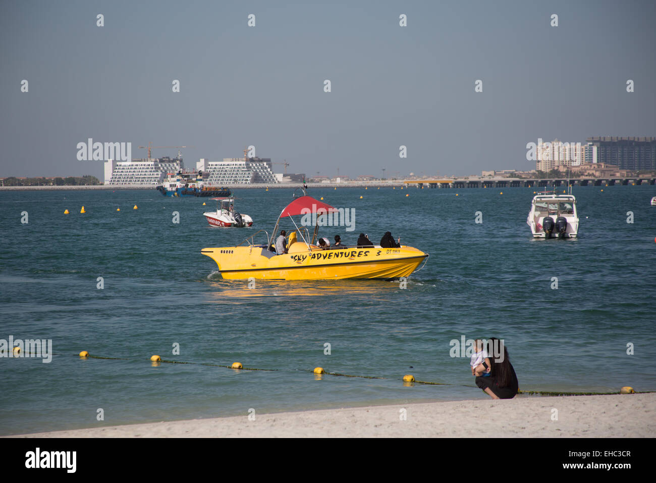 View of the Palm Jumeirah from the beach in Dubai UAE Stock Photo - Alamy